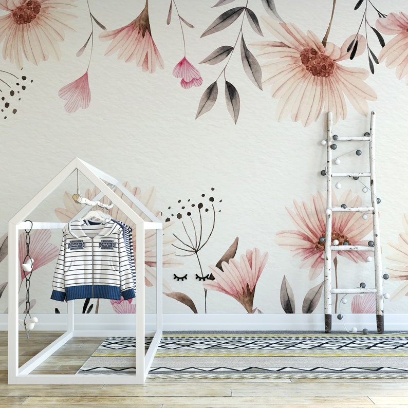 Flower Wallpaper Flower Texture Mural Removable Peel and | Etsy