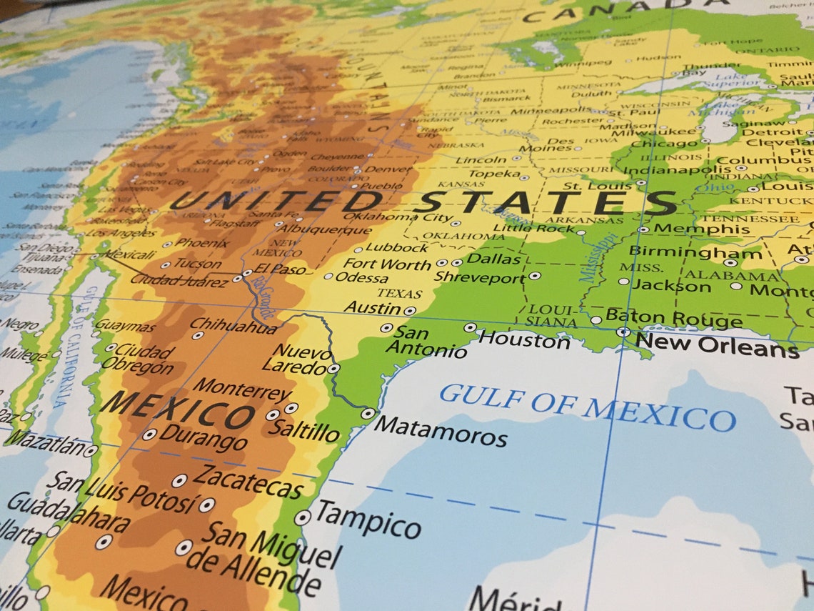 World Physical Geography Map Peel and Stick Self Adhesive - Etsy