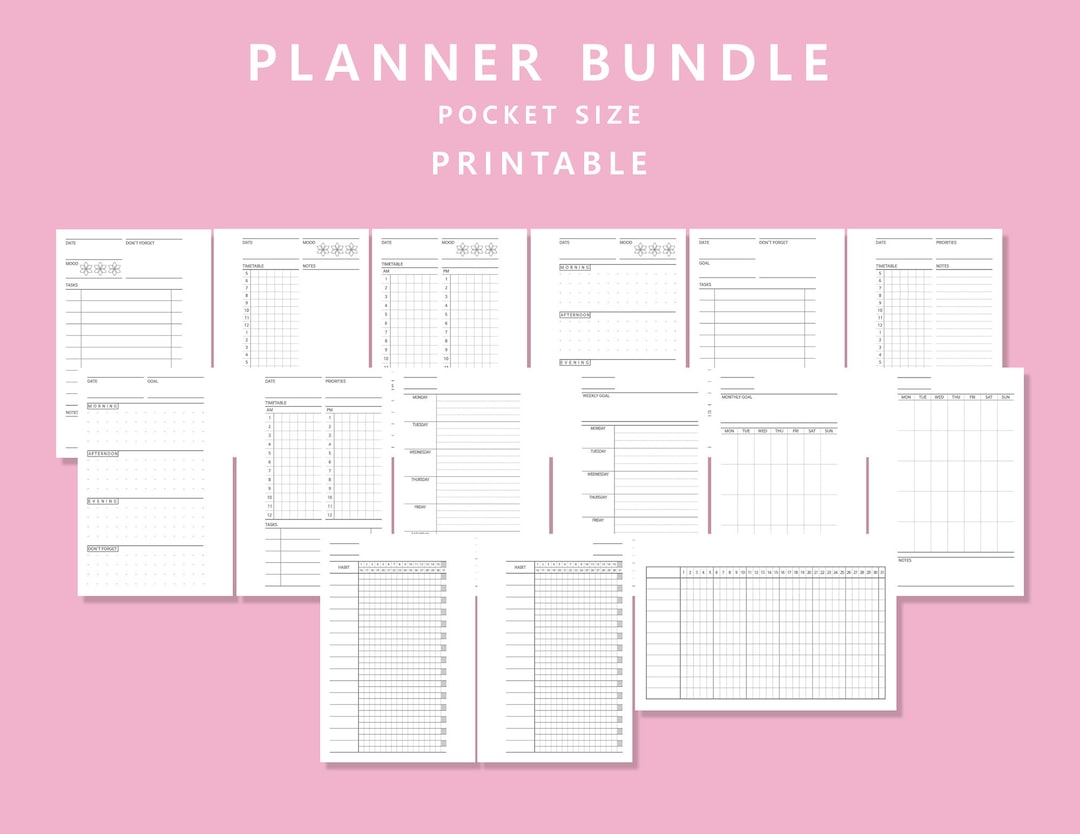 Pocket Planner, Planner Inserts, Planner Bundle, Printable Inserts ...