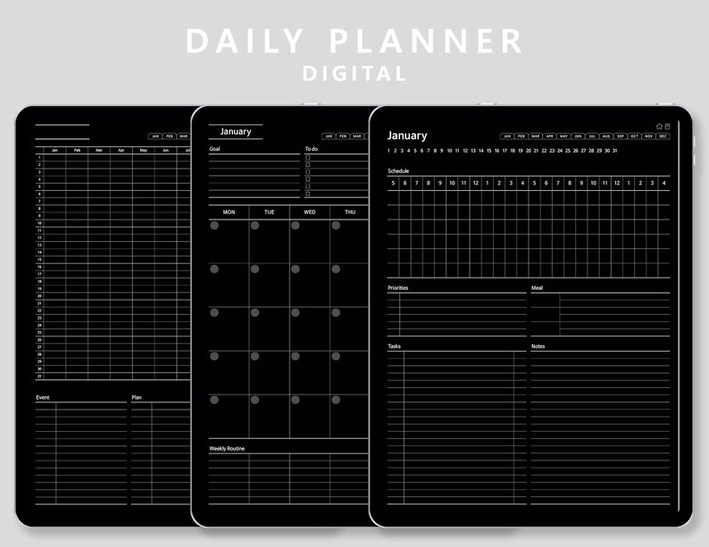 Daily Planner Digital and Printable, Digital Planner Goodnotes ...