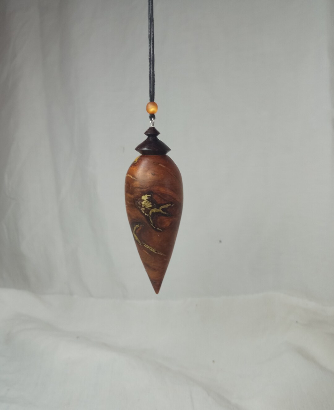 Drop Pendulum, Ball Pendulum, Chestnut Burl Wood, Brass and Ebony ...