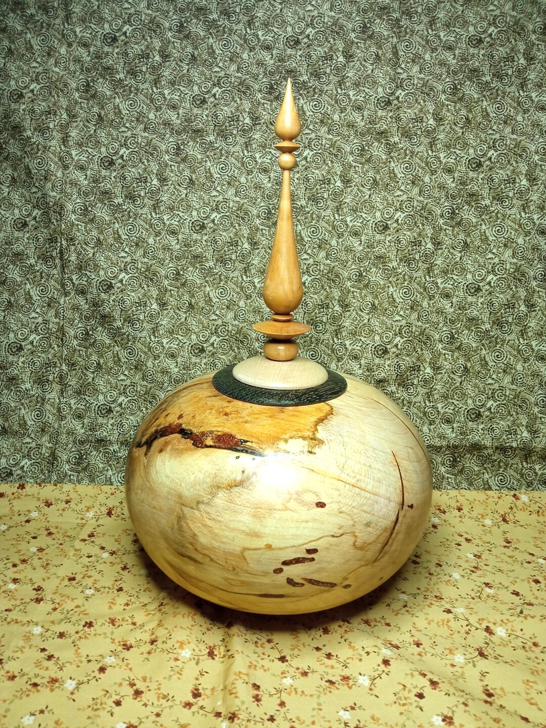 Very Beautiful Large Box in Hornbeam, Oak and Pear Wood, Carved ...