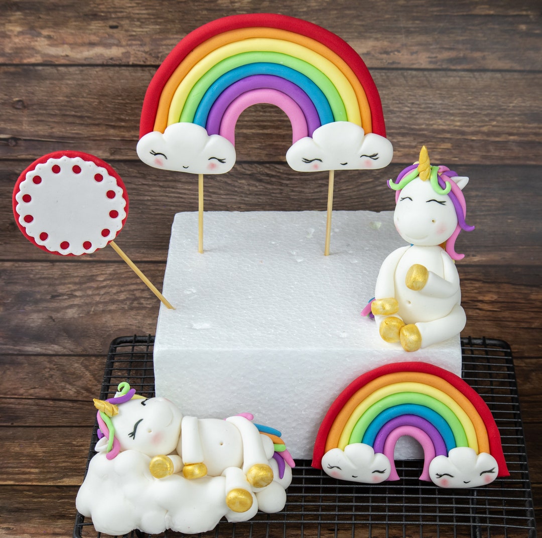 Unicorn & Rainbow Cake Toppers Set [ Personalized Name ] Birthday Cake ...