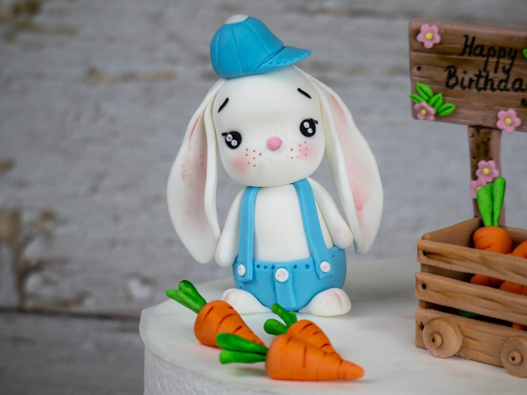 Edible Rabbit Bunny Cake Topper / Customisable Colour Clothes - Etsy