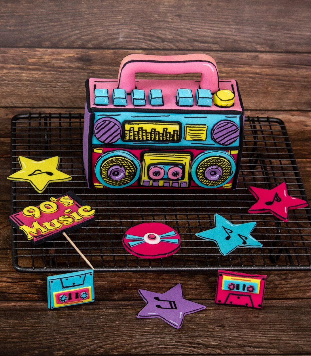 Retro Boombox Edible Cake Topper Set - Etsy