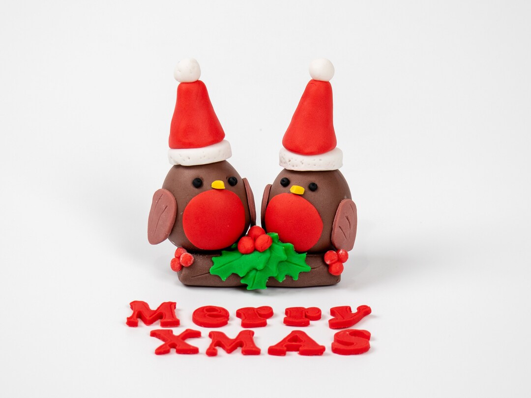 Fondant Edible Christmas Robin's Cake Topper Decoration - Etsy UK