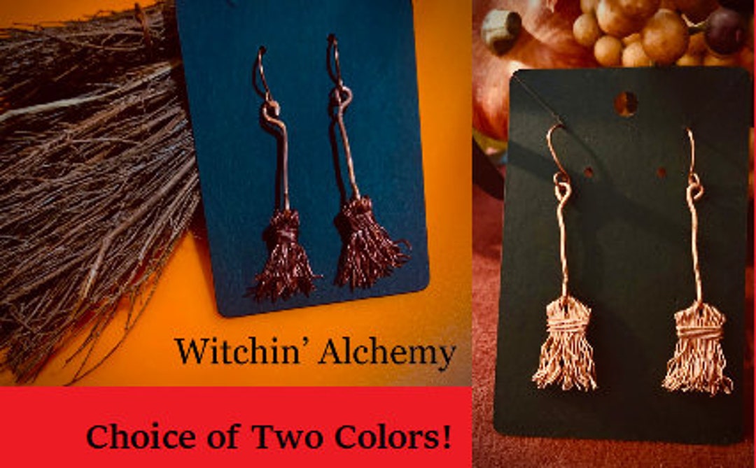 Copper Wire Witches Broom Earrings - Etsy