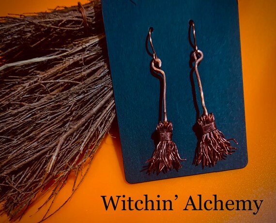 Copper Wire Witches Broom Earrings - Etsy