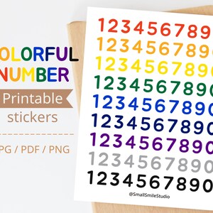 Colorful Number Printable Stickers Planner Stickers Journal | Etsy