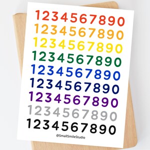 Colorful Number Printable Stickers Planner Journal Stickers - Etsy