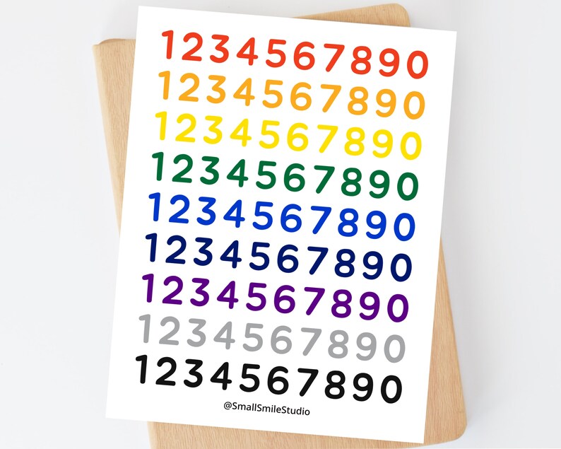 Colorful Number Printable Stickers Planner Journal Stickers - Etsy