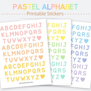 Pastel Alphabet Printable Stickers | 3 Sheets | Planner, Journal ...