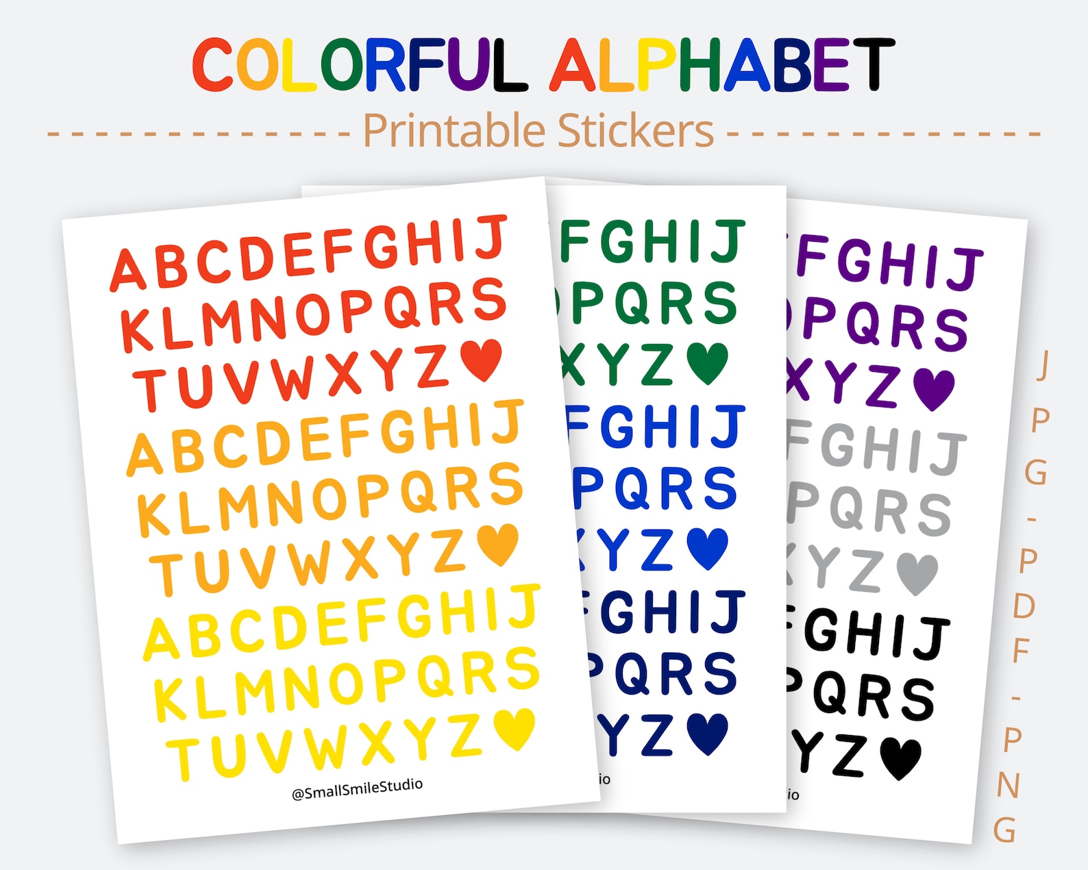Colorful Alphabet Printable Stickers 3 Sheets Planner, Journal Stickers ...