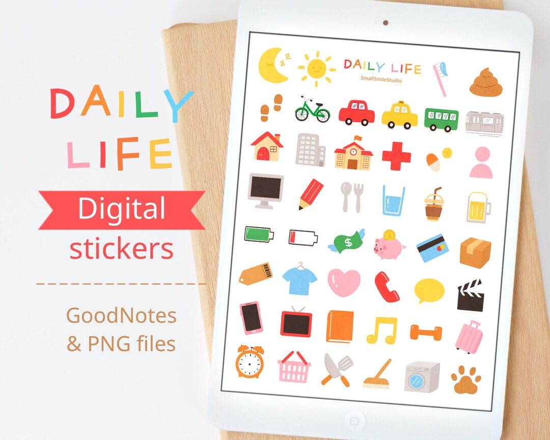 Daily Icon Digital Stickers Goodnotes Stickers Digital Planner Stickers ...