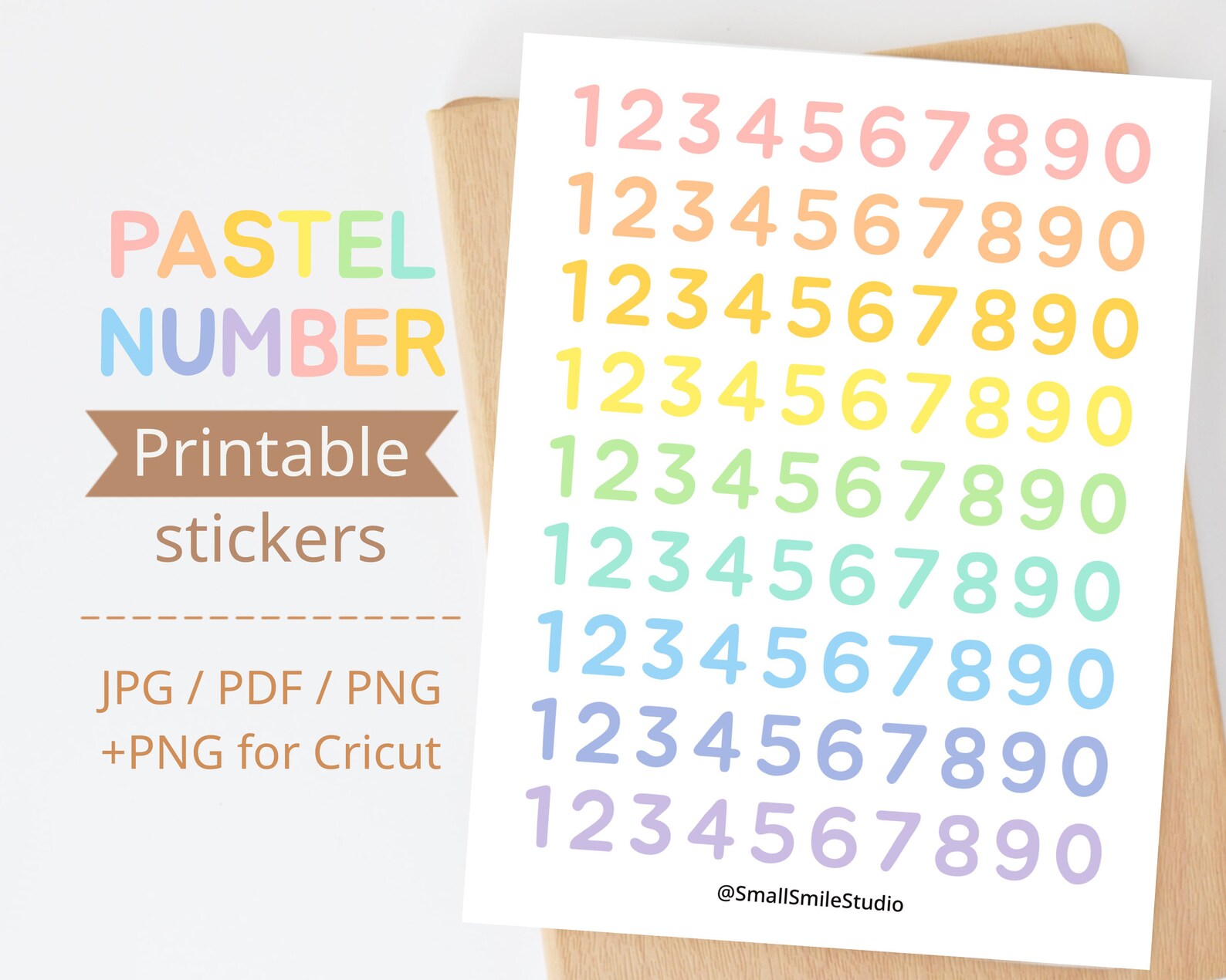 Pastel Number Printable Stickers | Planner, Journal Stickers | Digital ...
