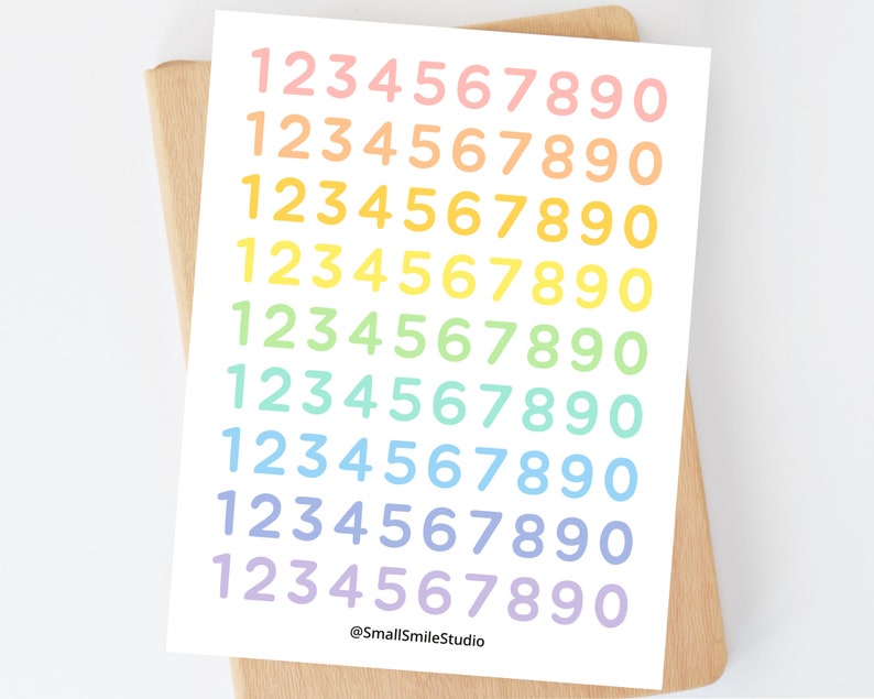 Pastel Number Printable Stickers | Planner, Journal Stickers | Digital ...