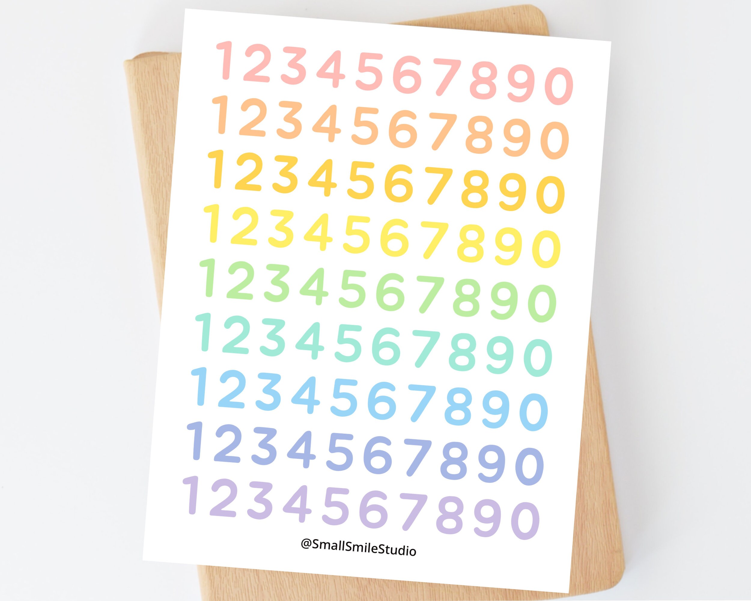 Pastel Number Printable Stickers Planner, Journal Stickers Digital ...