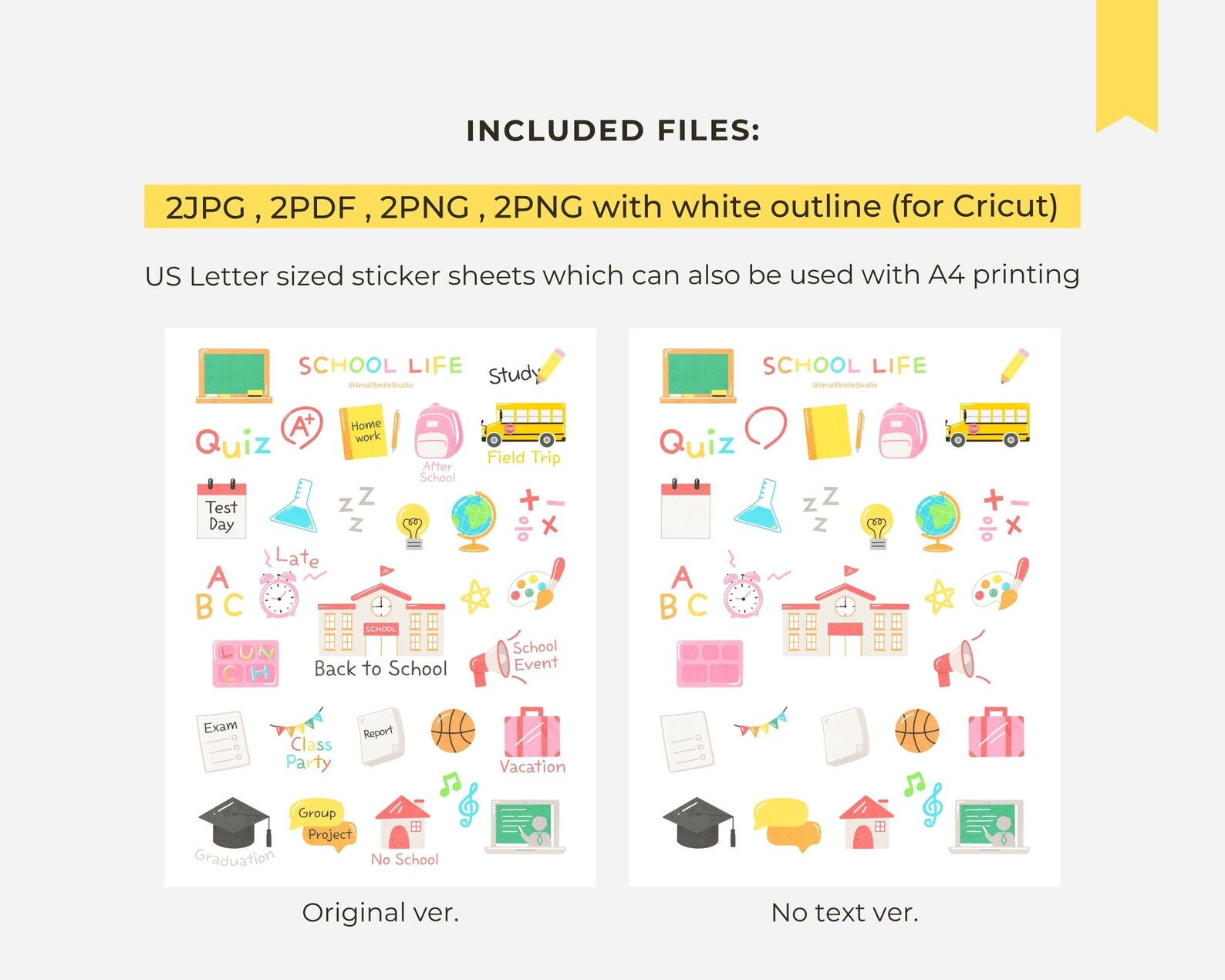 School Printable Stickers for Planner, Bulletjournal, Scheduler ...