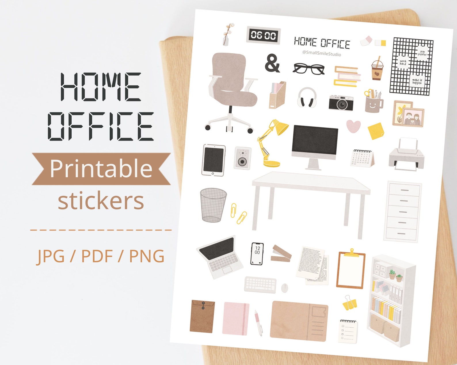 Home Office Printable Stickers Planner Stickers Journal - Etsy 日本