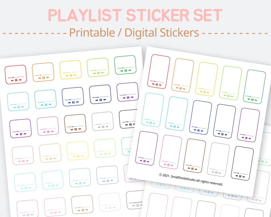 Playlist Printable Stickers Digital Stickers Goodnotes | Etsy