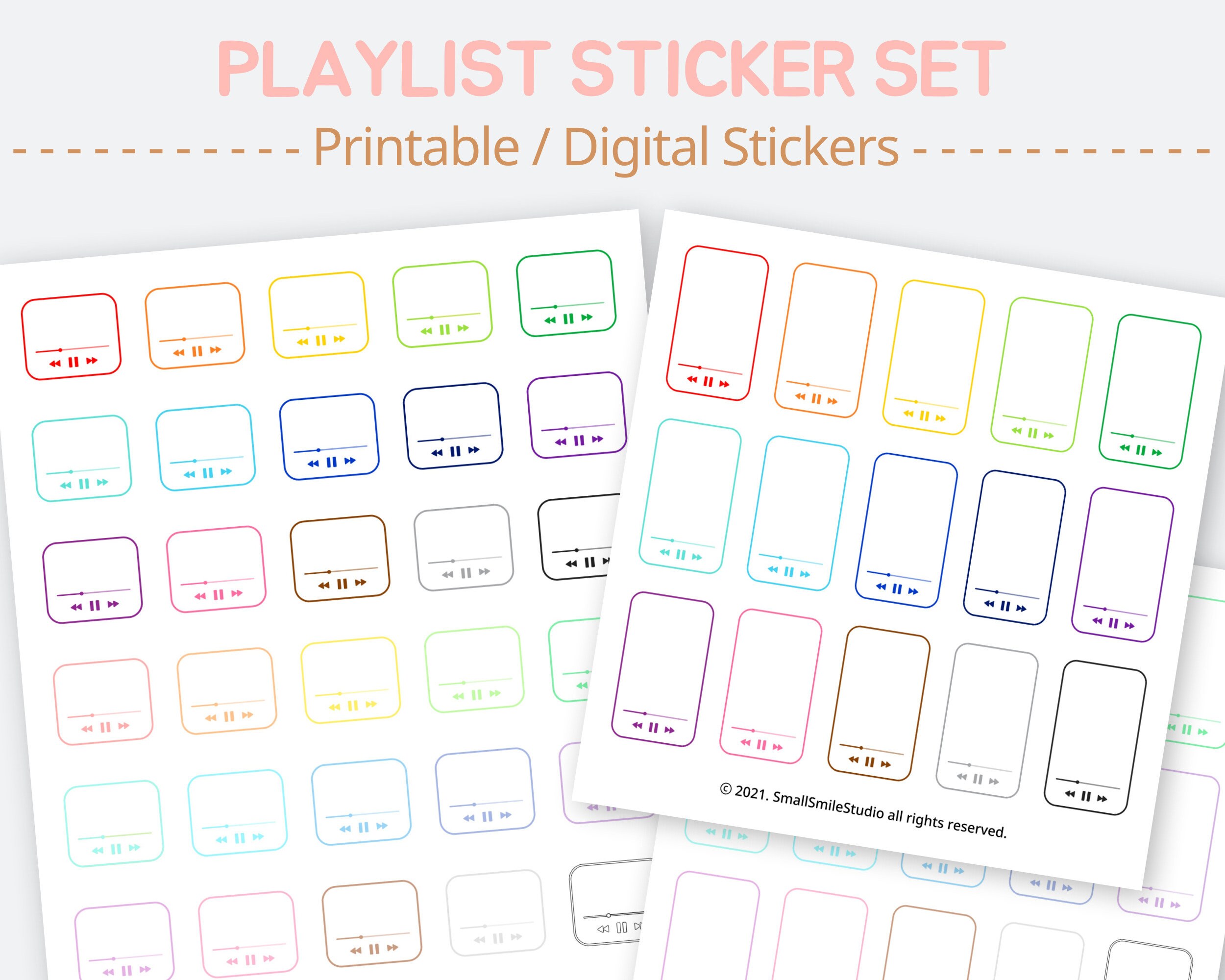 Playlist Printable Stickers Digital Stickers Goodnotes | Etsy