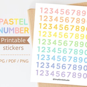 Pastel Number Printable Stickers Planner Stickers Journal | Etsy