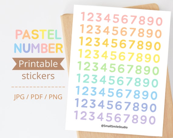 Pastel Number Printable Stickers Planner Stickers Journal | Etsy