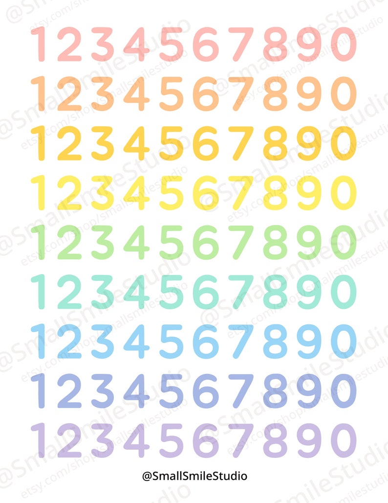 Pastel Number Printable Stickers | Planner, Journal Stickers | Digital ...