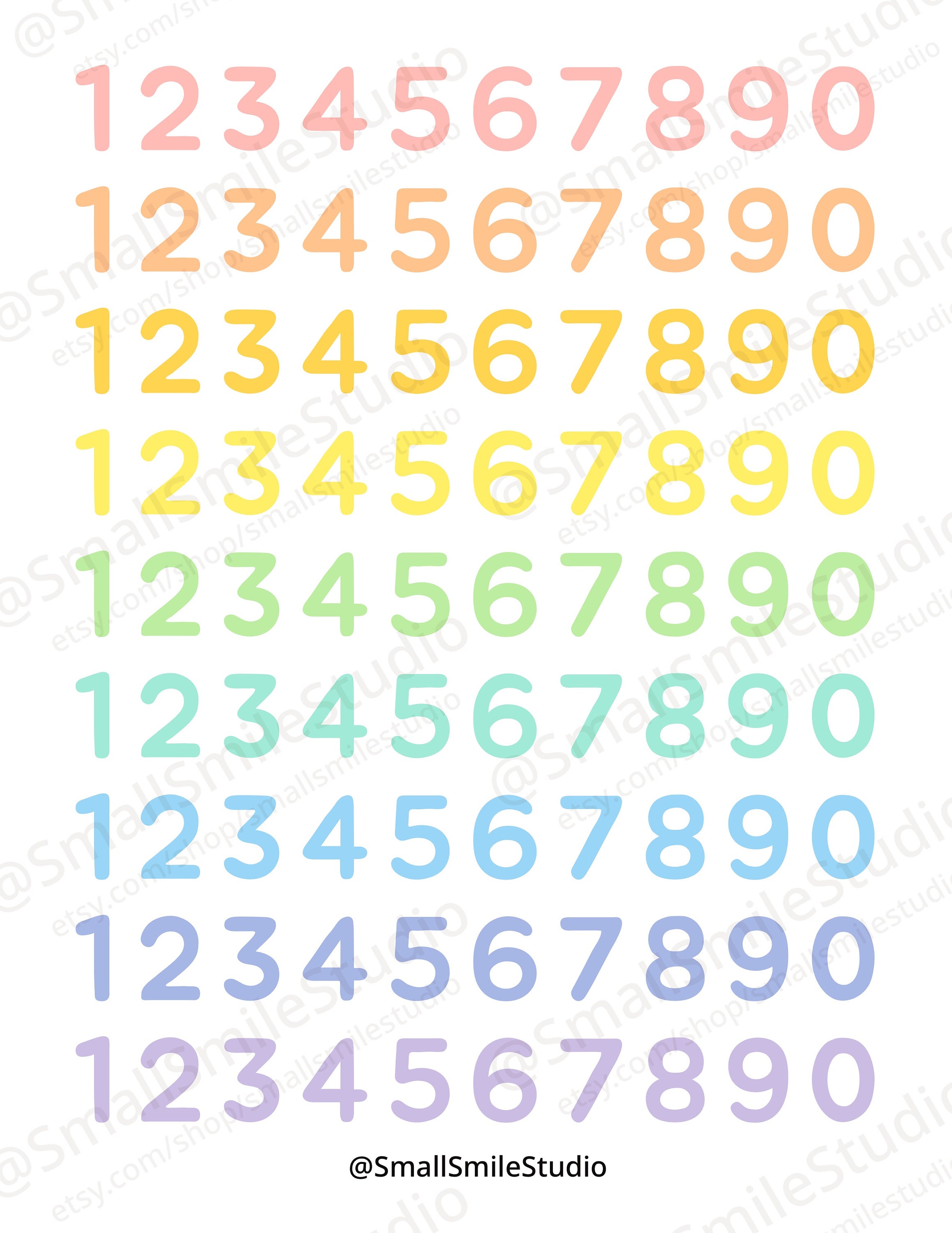 Pastel Number Printable Stickers Planner, Journal Stickers Digital ...