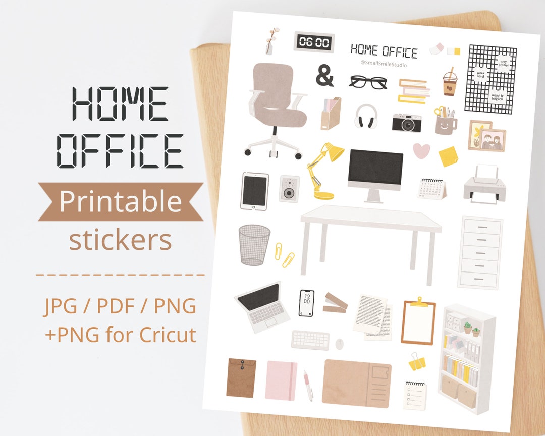 Home Office Printable Stickers Planner, Journal Stickers Digital ...