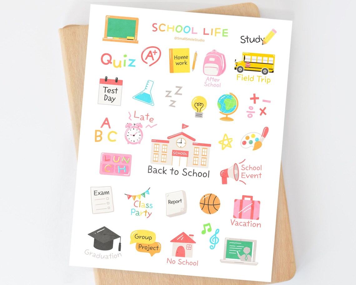 School Printable Stickers for Planner, Bulletjournal, Scheduler ...