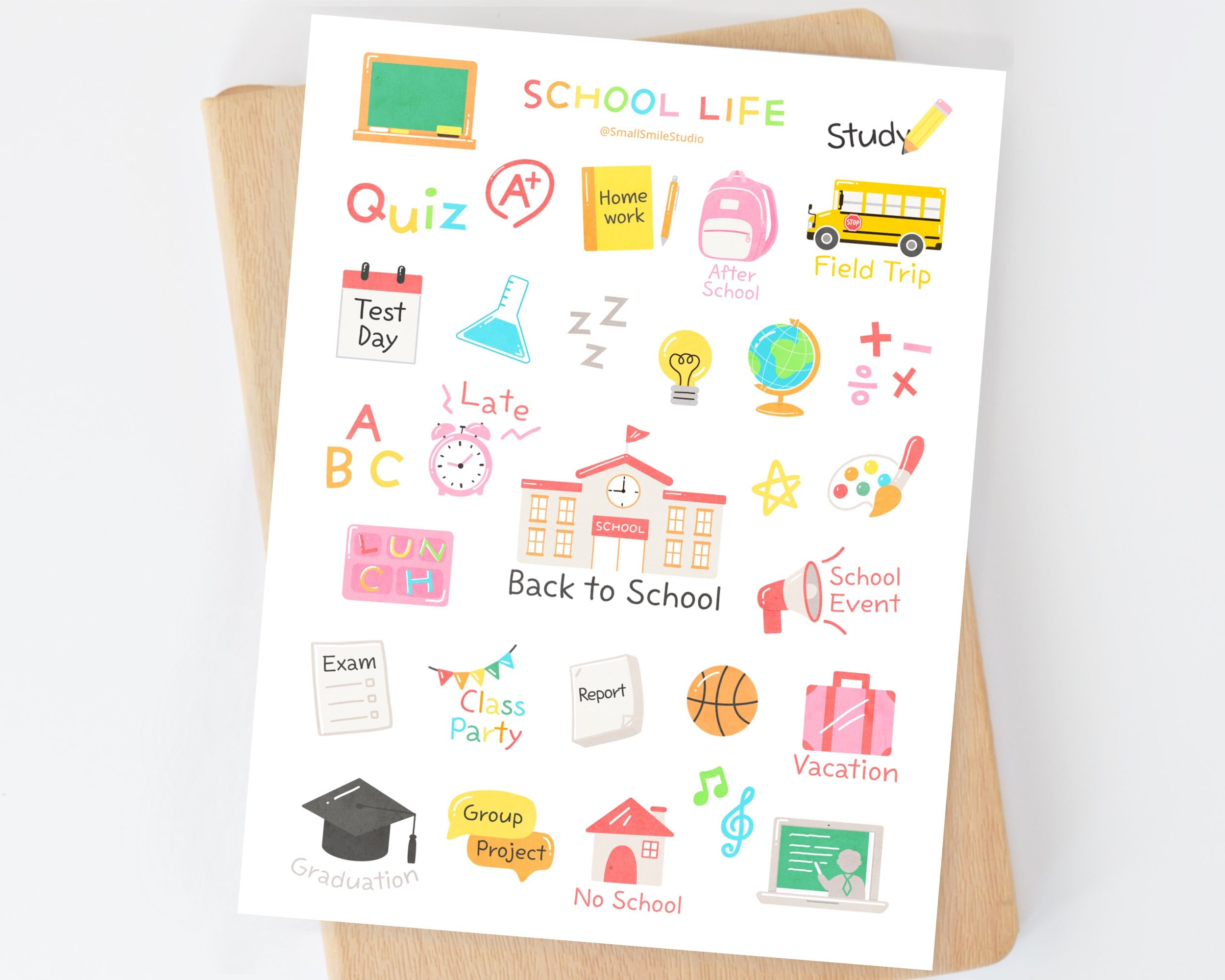 School Printable Stickers for Planner, Bulletjournal, Scheduler ...