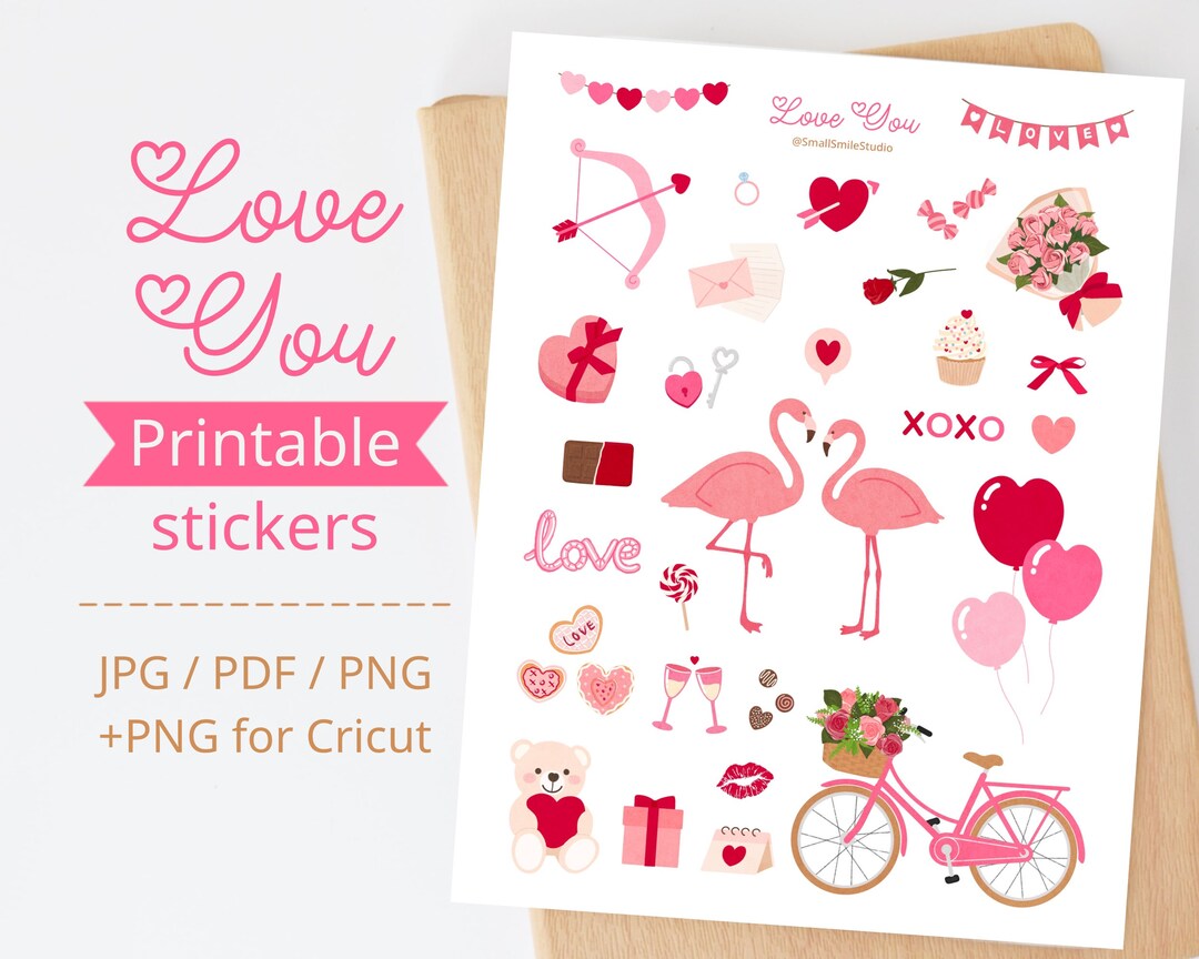 Love You Printable Stickers for Planner Bujo Scrapbook - Etsy