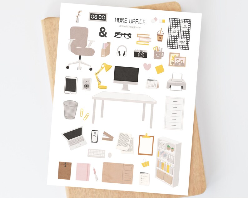 Home Office Printable Stickers Planner, Journal Stickers Digital ...