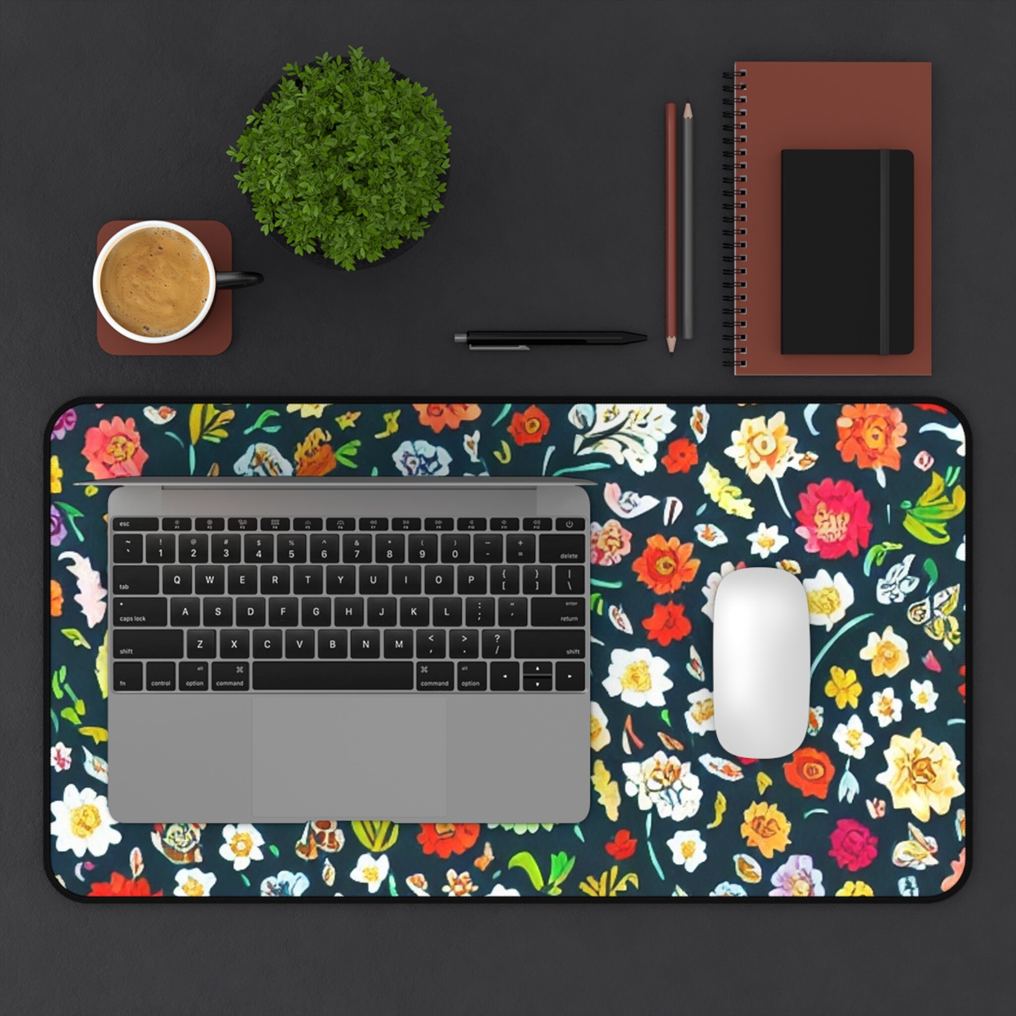 Cottagecore Floral Desk Mat, Red Floral Desk Mat, Yellow Floral Desk ...
