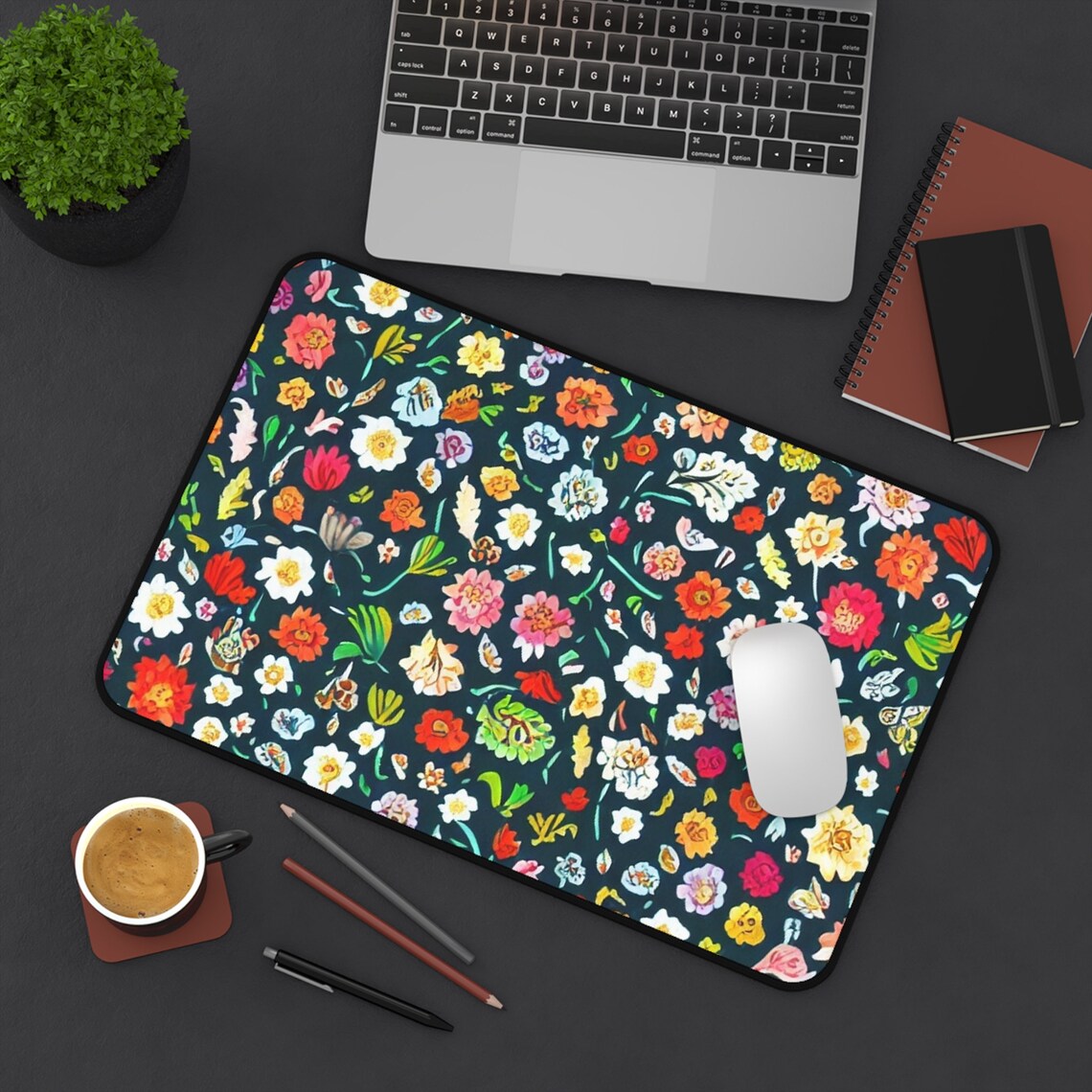 Cottagecore Floral Desk Mat, Red Floral Desk Mat, Yellow Floral Desk ...