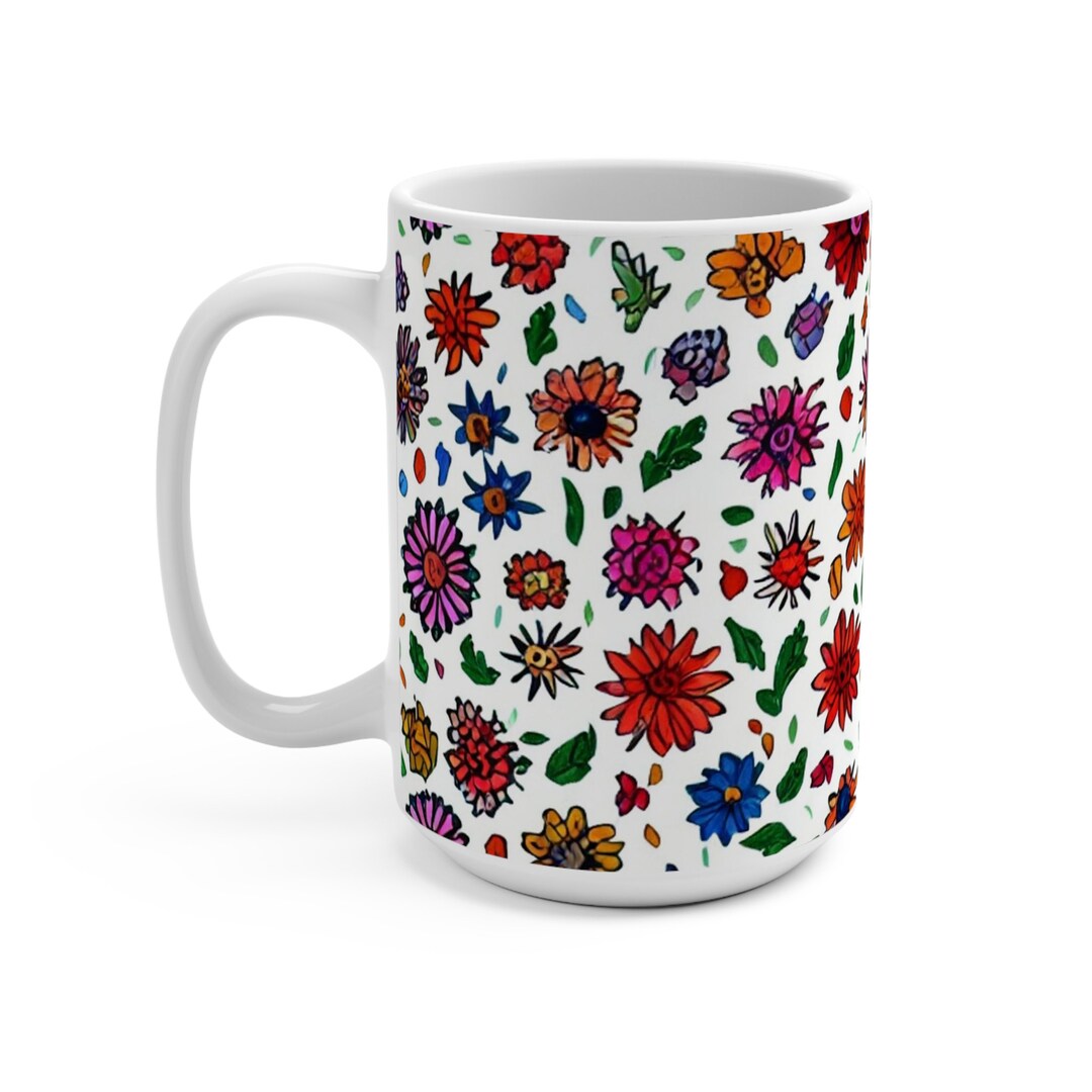 Boho Wildflowers Mug, Blue Floral Mug, Pink Floral Mug, Red Floral Mug ...