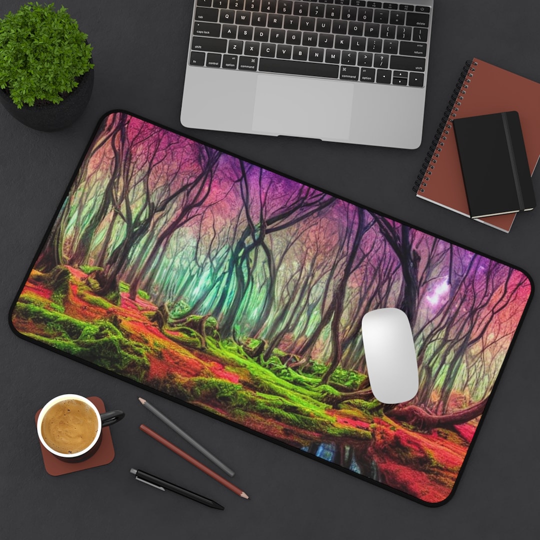 Fantasy Forest Twisted Trees Desk Mat, Nature Desk Mat, Forest Keyboard ...