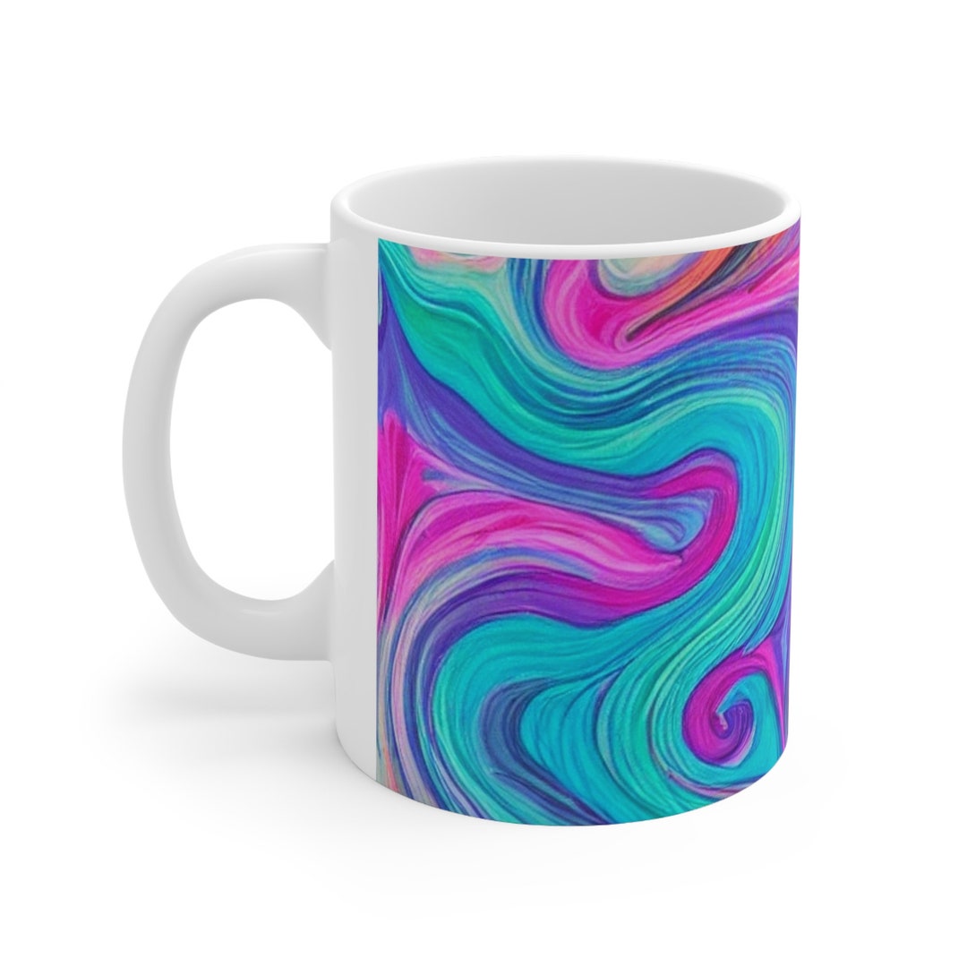 Pastel Swirled Paint Design Blue Pink Ceramic Coffee Mug 11oz - Etsy