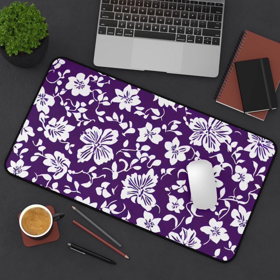 White Floral Desk Mat, Purple Floral Desk Mat, Wildflowers Desk Mat ...