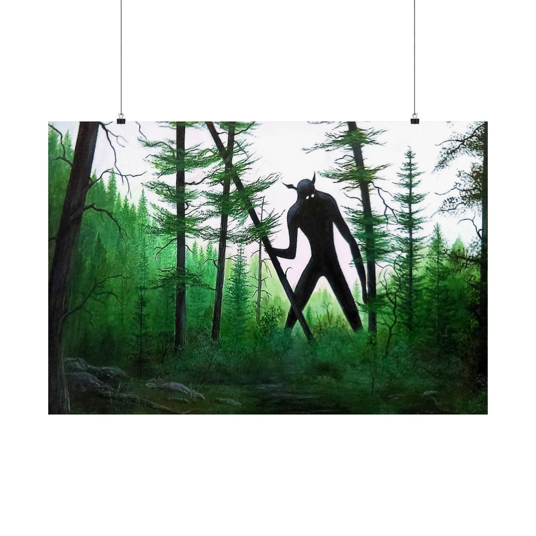 36x24 Forest Creature Monster Trees Nature Woods Matte Horizontal ...