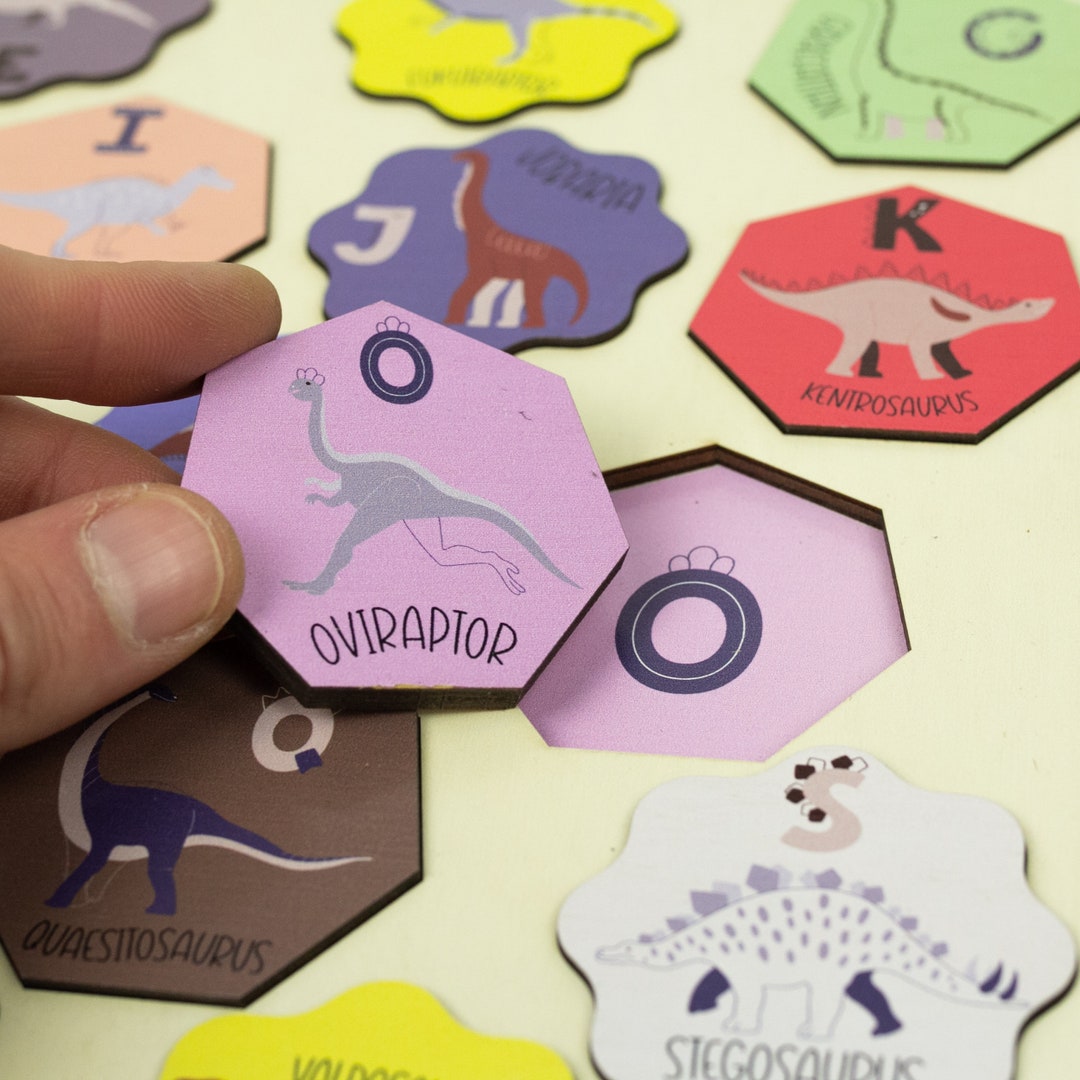 Montessori Dino ABC Wooden Alphabet Puzzle for Little Explorers ...