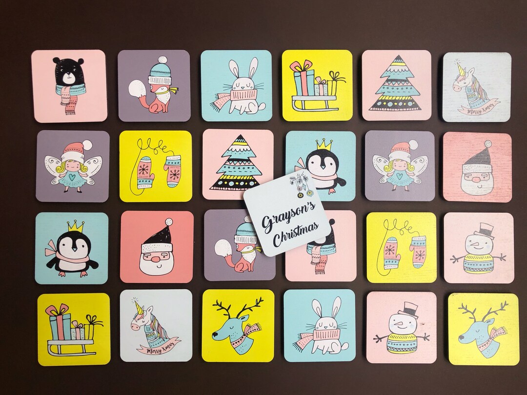 Christmas Themed Montessori Wooden Matching Cards, Secret Santa Gift ...