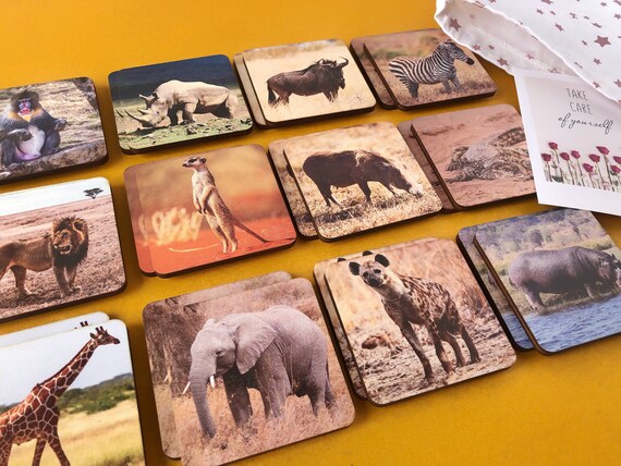 African Safari Animals Wooden Memory Game / Safari Birthday | Etsy