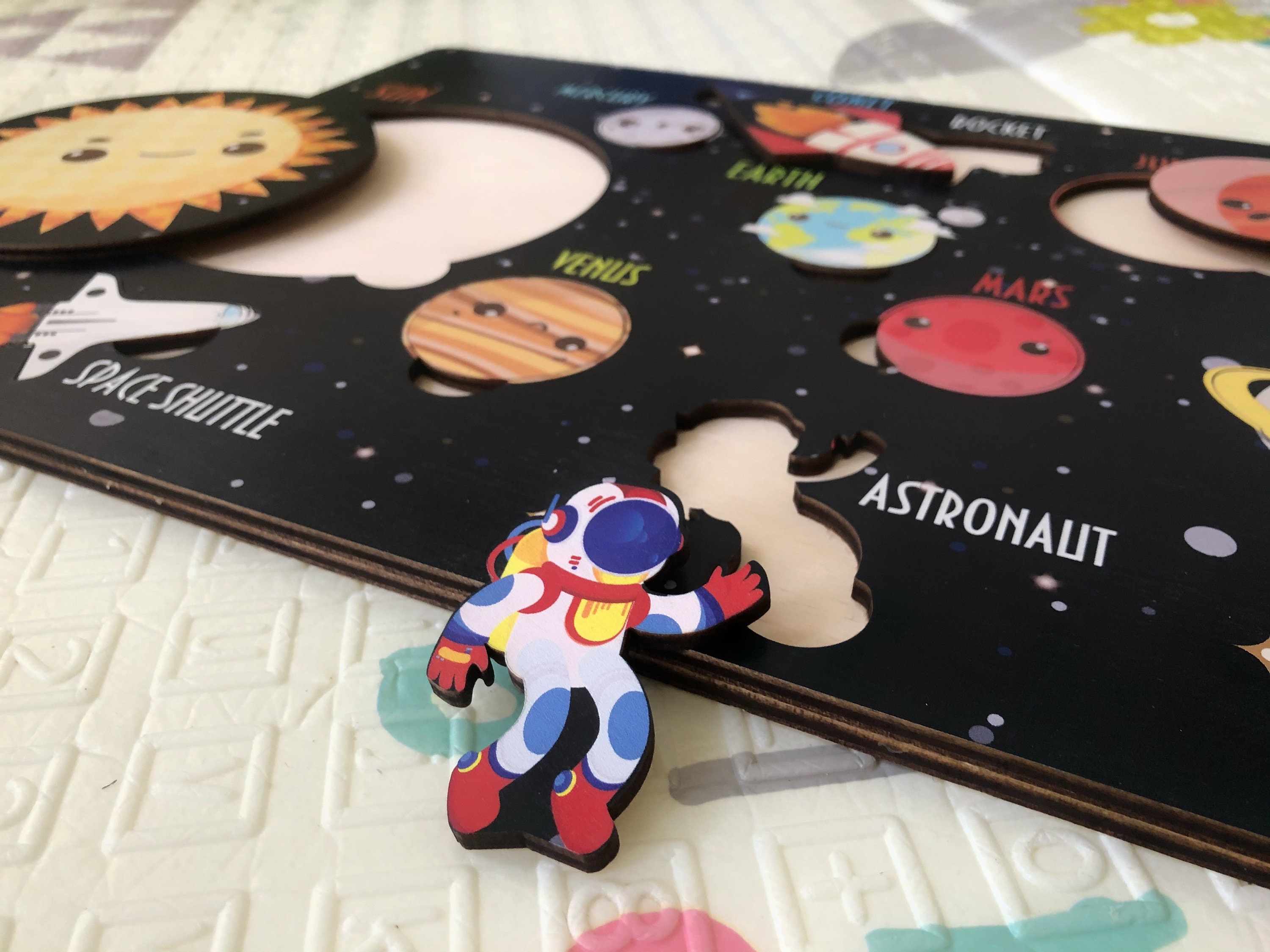 Solar system wooden puzzle / Educational game with planets | Etsy