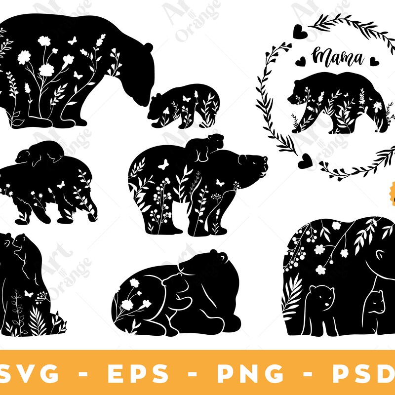 Mama Bear Floral Svg - Etsy