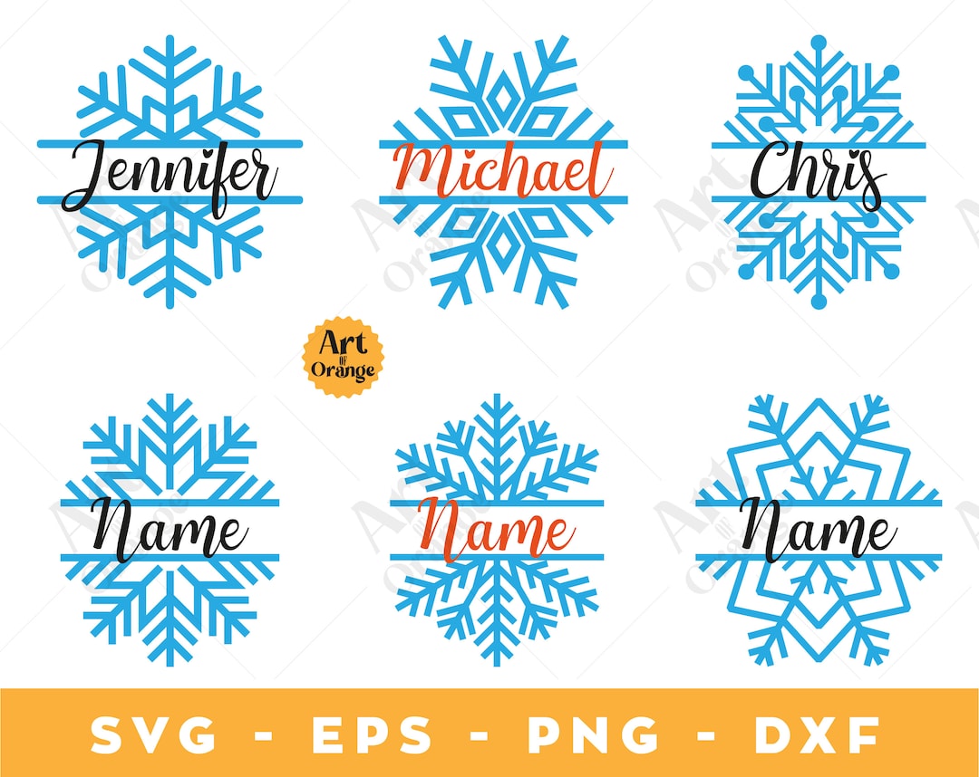 Snowflake Bundle Svg, Snowflake Name Frame SVG, Winter SVG, Christmas ...