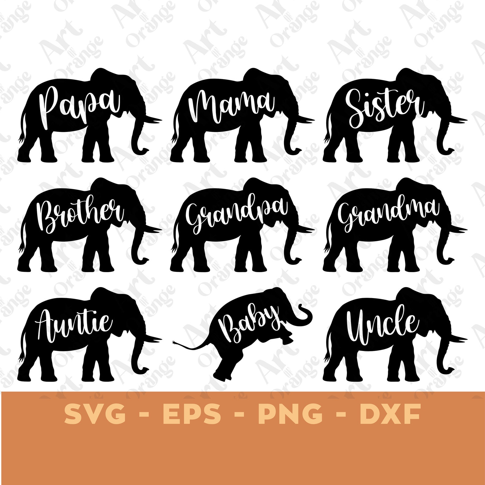 Mama Elephant Svg, Papa Elephant Svg, Elephant Family Svg, Grandpa ...
