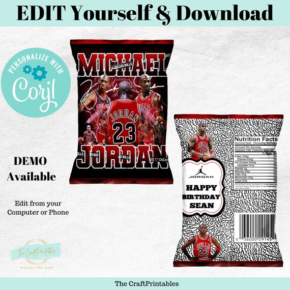 Jordan Chip Bag Label Jordan Printable Jordan Party - Etsy Australia