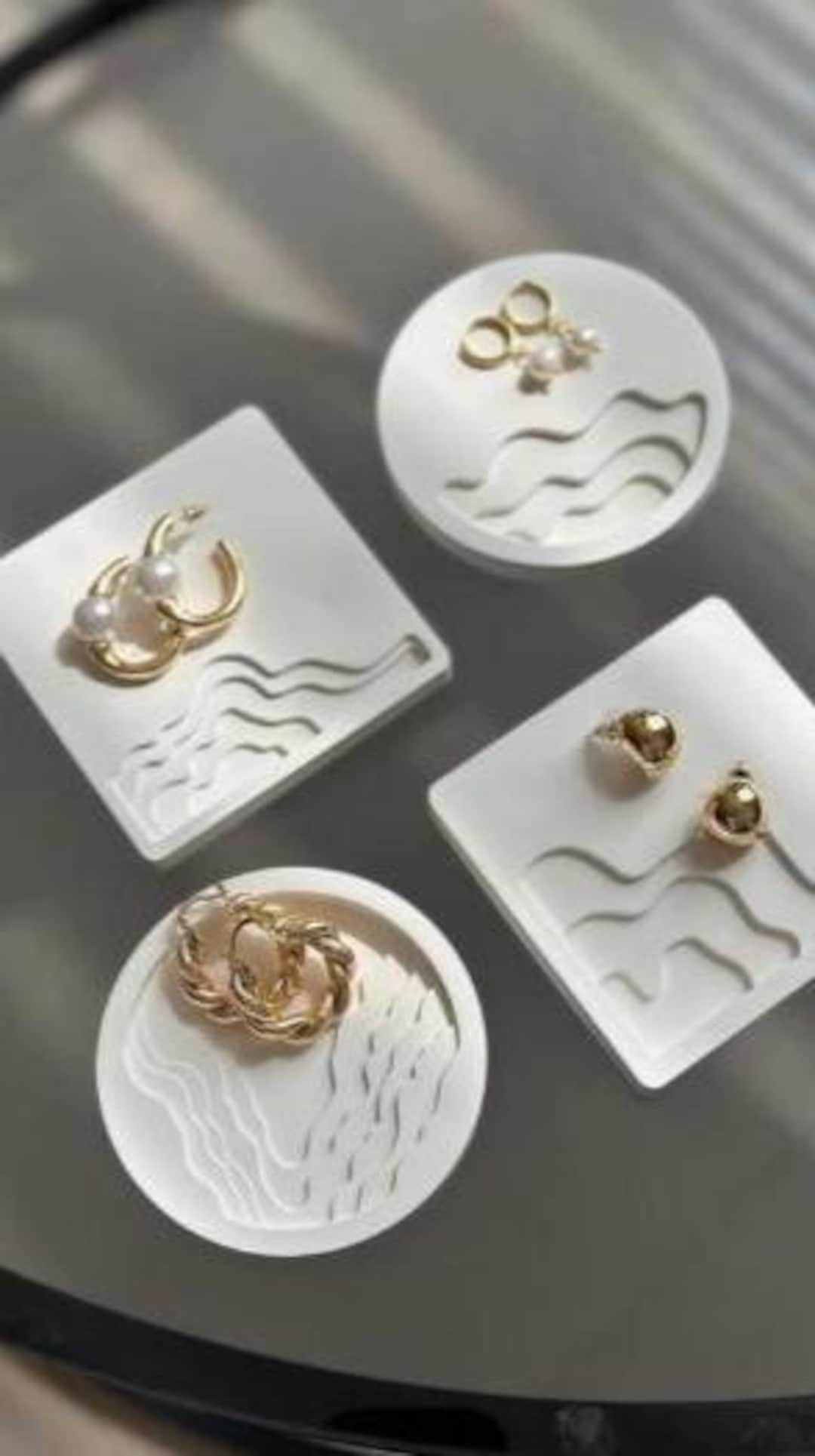Set of 4 Wave Design Jewelry Trays – Minimalist Decorative Dish, Modern ...